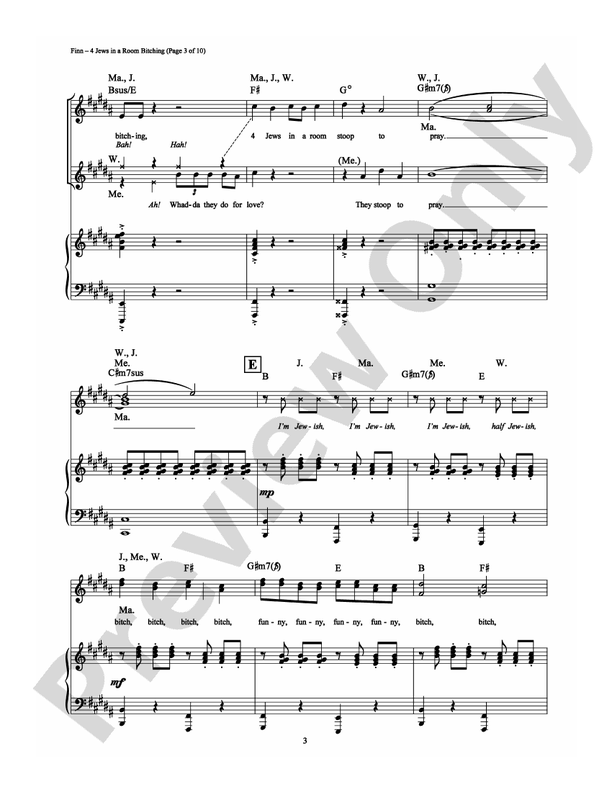 Four Jews in a Room Bitching: Piano/Vocal/Chords: William Finn - Digital Sheet Music Download