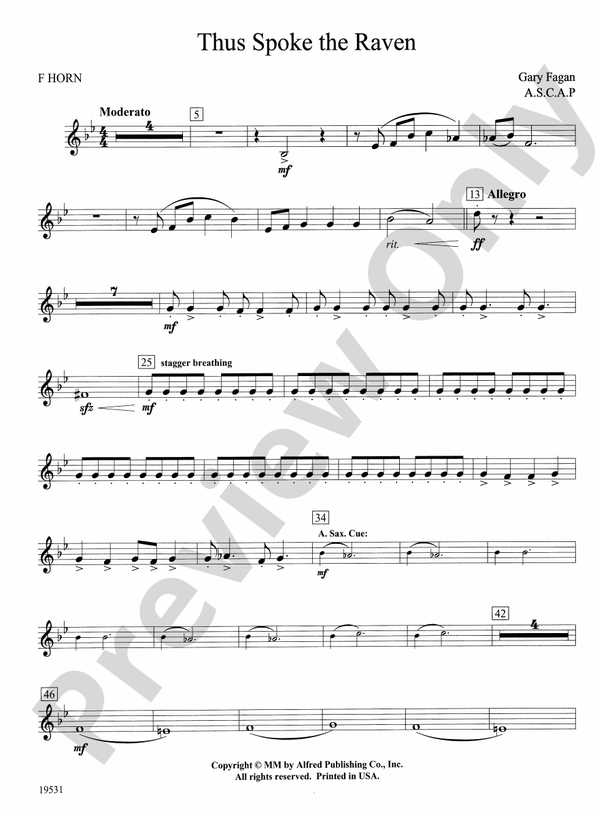 Thus Spoke the Raven: 1st F Horn: 1st F Horn Part - Digital Sheet Music ...