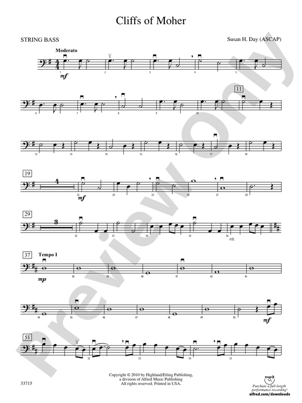 Cliffs of Moher: String Bass: String Bass Part - Digital Sheet Music ...
