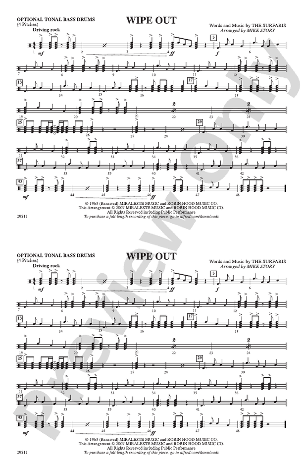 Wipe Out: Tonal Bass Drum: Tonal Bass Drum Part - Digital Sheet Music ...