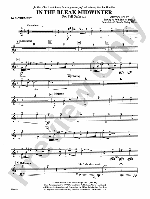 In the Bleak Midwinter: 1st B-flat Trumpet: 1st B-flat Trumpet Part ...