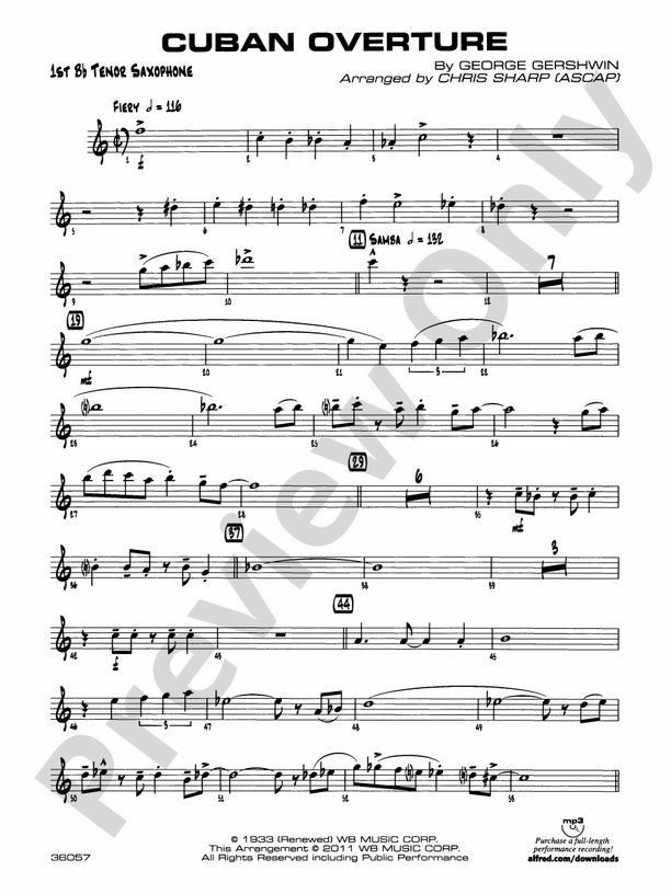 Cuban Overture: B-flat Tenor Saxophone: B-flat Tenor Saxophone Part - Digital Sheet Music Download