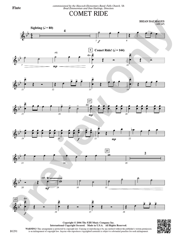 Comet Ride: Flute: Flute Part: Brian Balmages - Digital Sheet Music ...