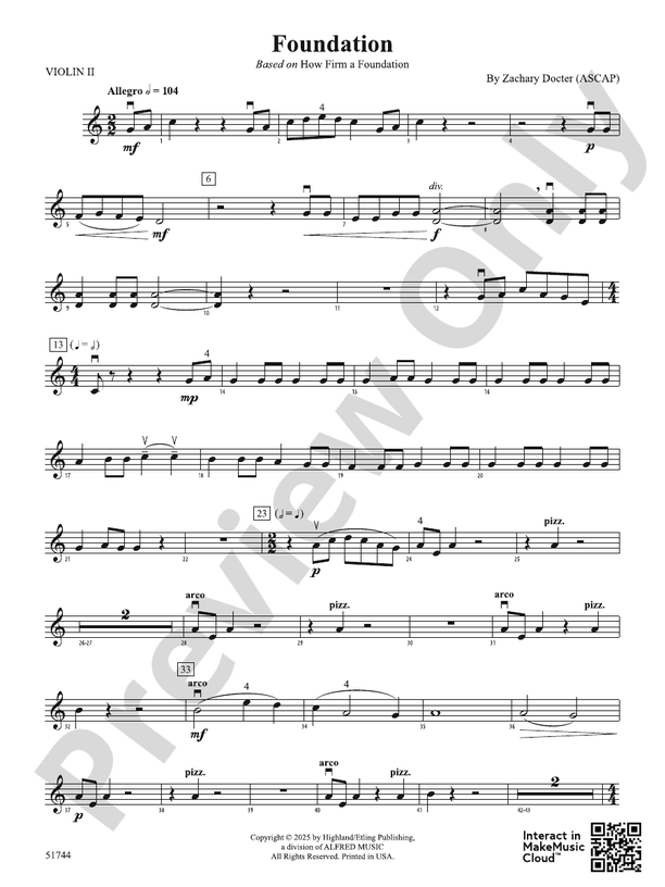 Foundation: 2nd Violin: 2nd Violin Part - Digital Sheet Music Download