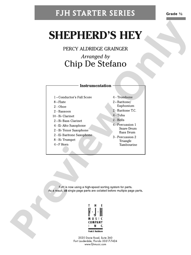 Shepherd's Hey: Score: Concert Band Score - Digital Sheet Music Download