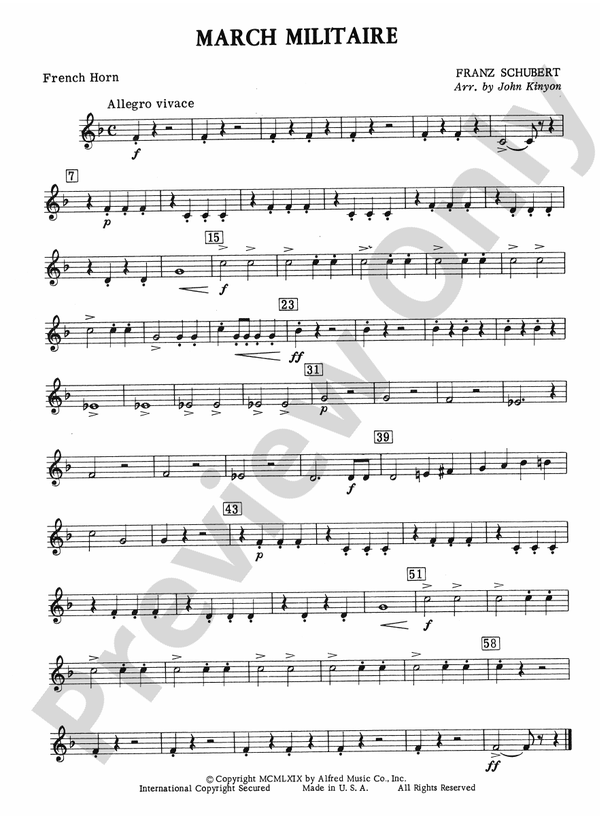 March Militaire: 1st F Horn: 1st F Horn Part - Digital Sheet Music Download