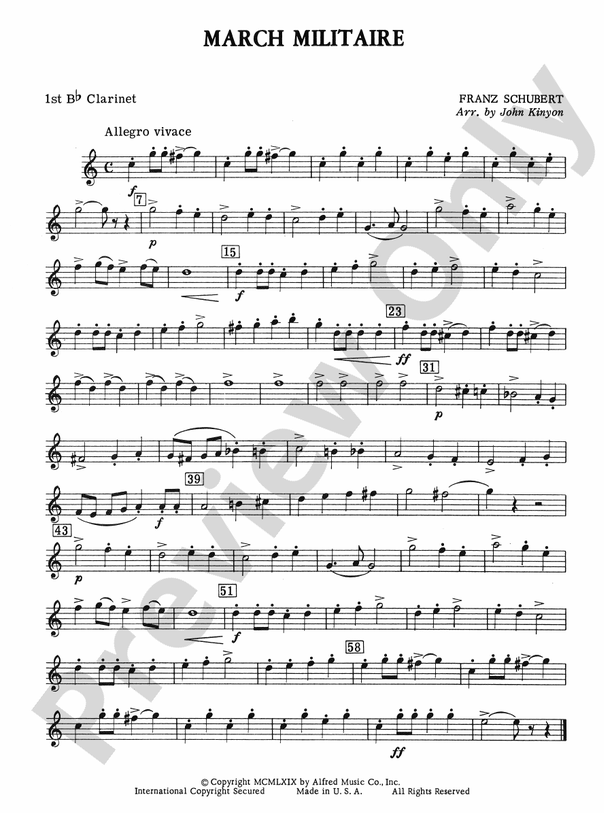 March Militaire: 1st B-flat Clarinet: 1st B-flat Clarinet Part ...