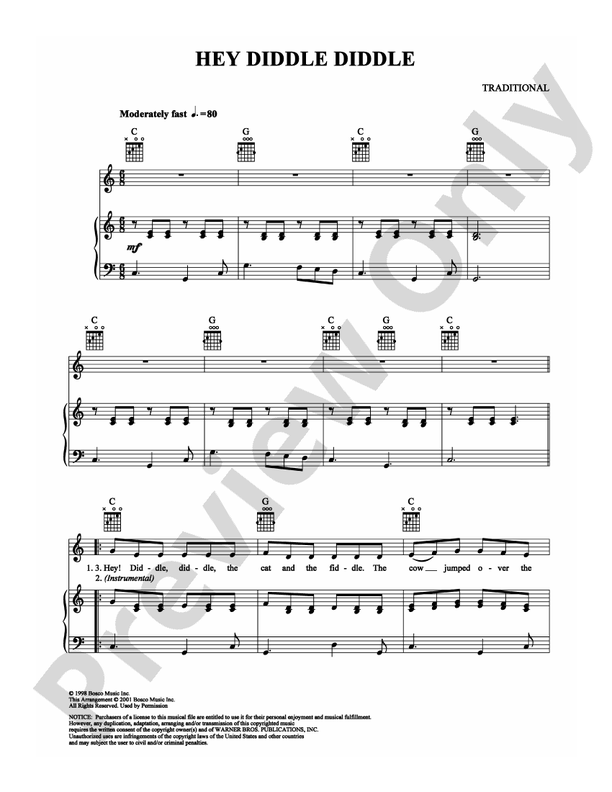 Hey Diddle Diddle: Piano/Vocal/Chords: Traditional - Digital Sheet ...