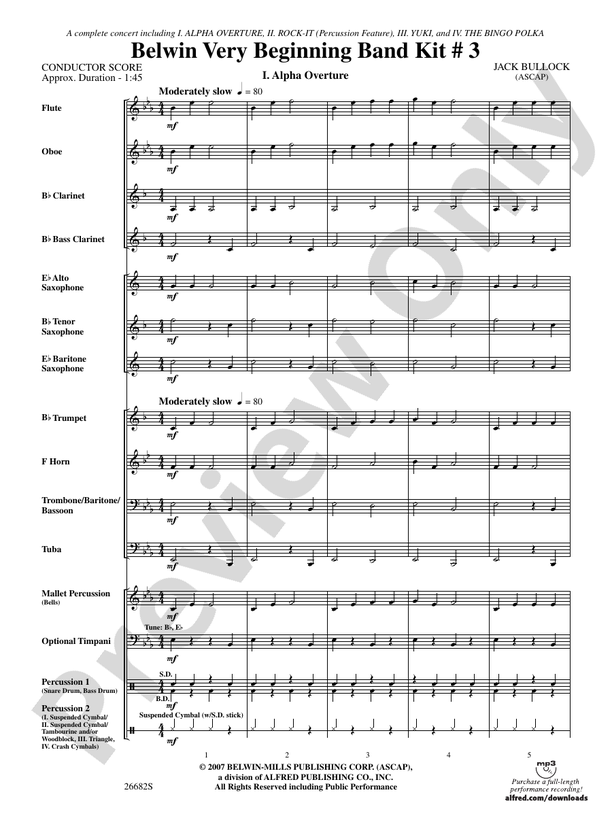 Belwin Very Beginning Band Kit #3: Concert Band Conductor Score & Parts ...