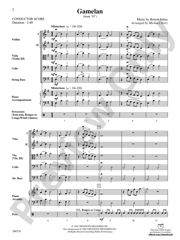 Gamelan (from Cirque du Soleil's "O"): Score: String Orchestra Score - Digital Sheet Music Download