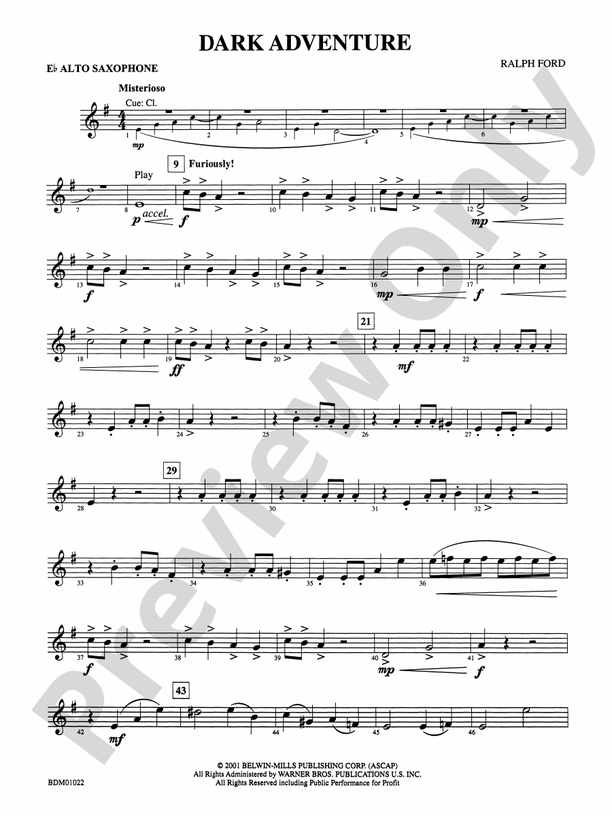 Dark Adventure: E-flat Alto Saxophone: E-flat Alto Saxophone Part ...