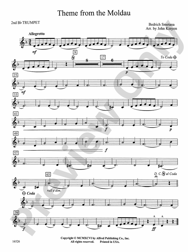 Theme from "The Moldau": 2nd B-flat Trumpet: 2nd B-flat Trumpet Part - Digital Sheet Music Download