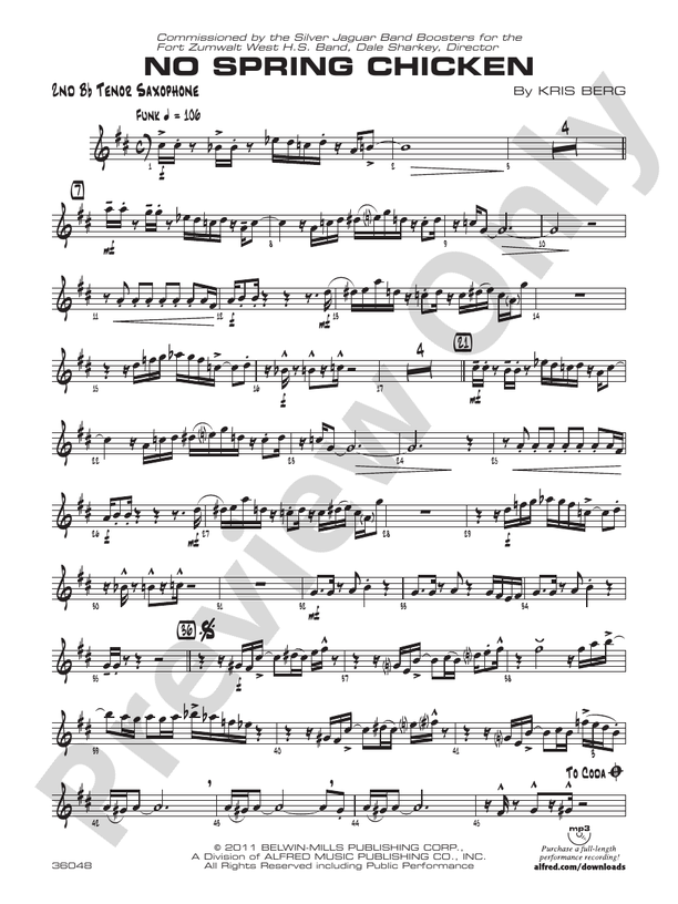 No Spring Chicken: 2nd B-flat Tenor Saxophone: 2nd B-flat Tenor ...