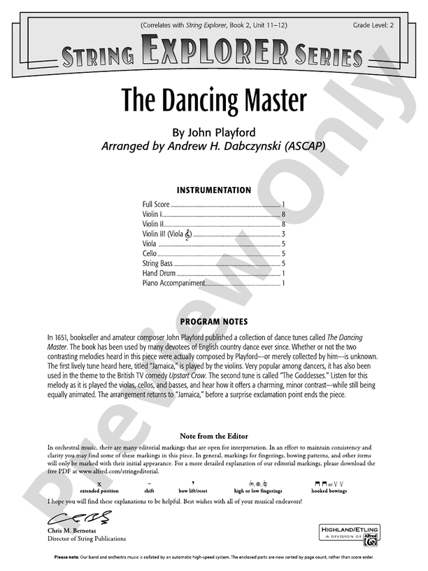 The Dancing Master: Score: String Orchestra Score - Digital Sheet Music ...
