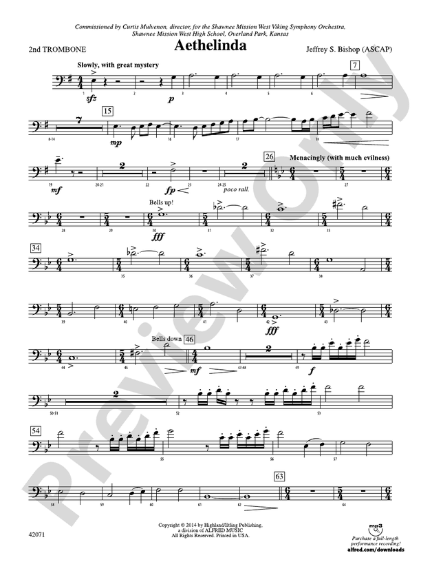 Aethelinda: 2nd Trombone: 2nd Trombone Part - Digital Sheet Music Download