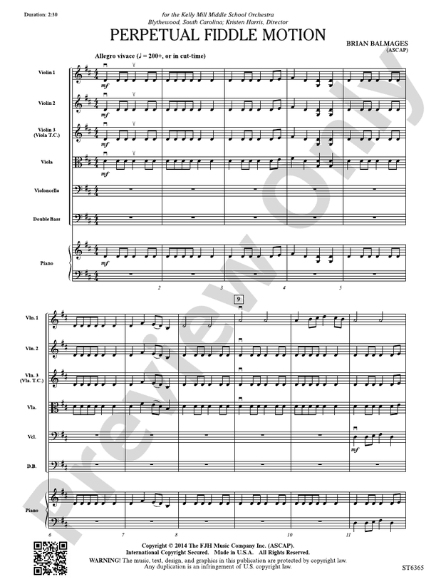 Perpetual Fiddle Motion: Score: String Orchestra Score: Brian Balmages - Digital Sheet Music ...