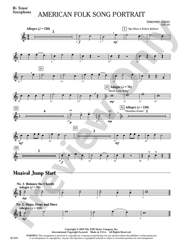 American Folk Song Portrait: B-flat Tenor Saxophone: B-flat Tenor ...
