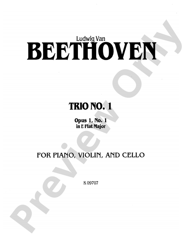 Beethoven: Trio No. 1, Op. 1, No. 1, in E flat Major (for piano, violin, and cello): Trio No. 1 ...