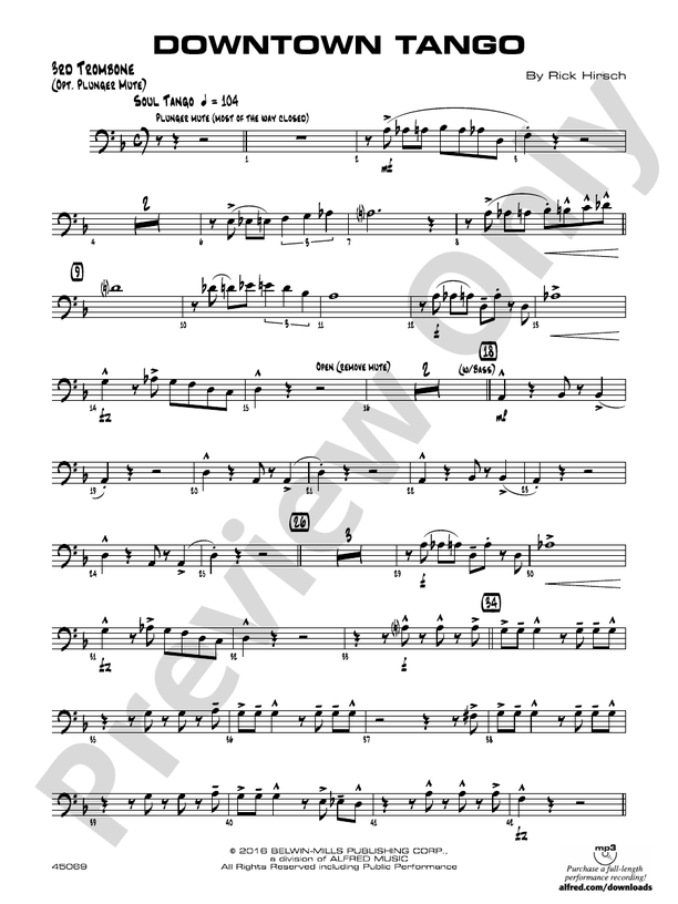Downtown Tango: 3rd Trombone: 3rd Trombone Part - Digital Sheet Music ...