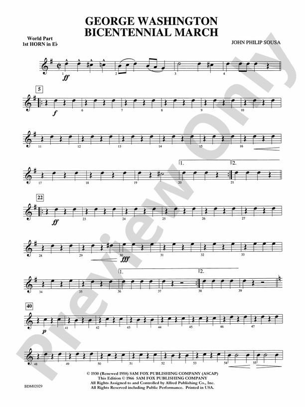 George Washington Bicentennial March: (wp) 1st Horn in E-flat: (wp) 1st ...