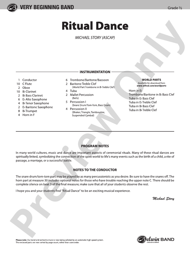 Ritual Dance: Score: Concert Band Score - Digital Sheet Music Download