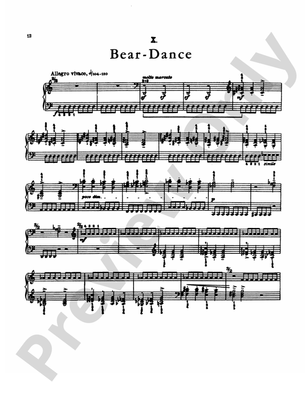 Bartók: Ten Easy Pieces: Bear-Dance Part - Digital Sheet Music Download