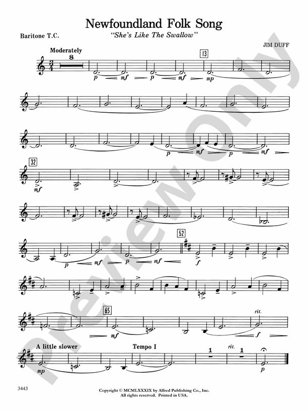 Newfoundland Folk Song: Baritone T.C.: Baritone T.C. Part - Digital ...