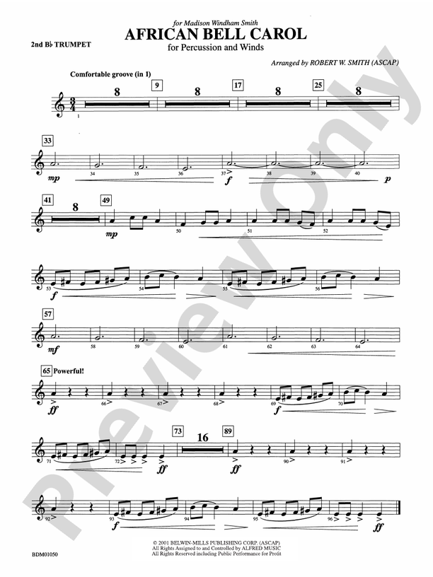 African Bell Carol (for Percussion and Winds): 2nd B-flat Trumpet: 2nd ...