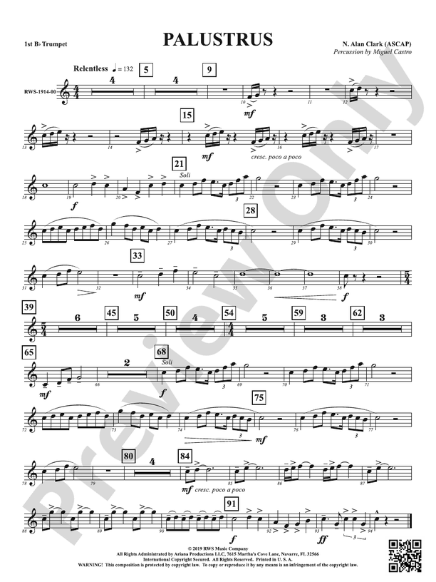 Palustrus: 1st B-flat Trumpet: 1st B-flat Trumpet Part: N. Alan Clark - Digital Sheet Music Download