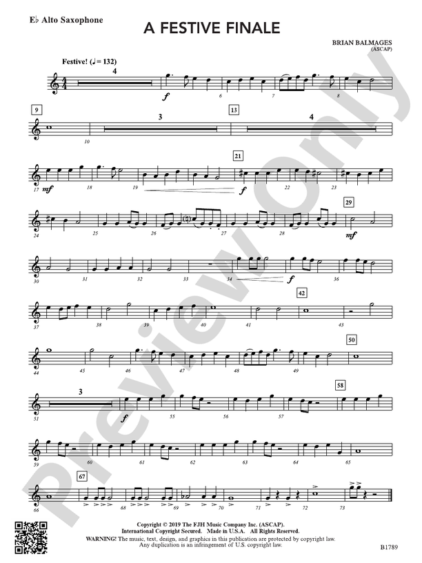 A Festive Finale: E-flat Alto Saxophone: E-flat Alto Saxophone Part: Brian Balmages - Digital ...