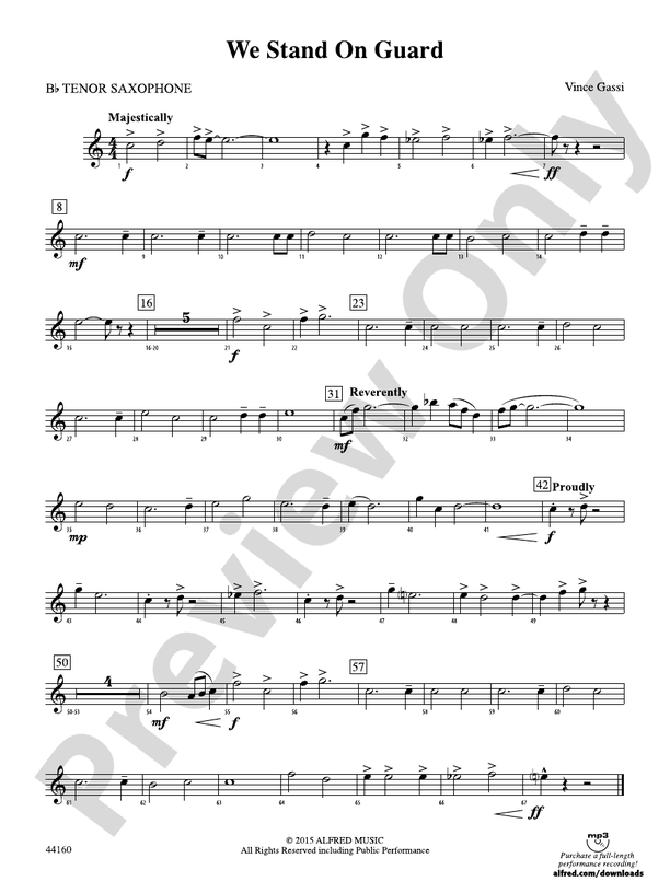 We Stand on Guard: B-flat Tenor Saxophone: B-flat Tenor Saxophone Part ...