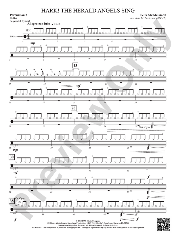 Hark! The Herald Angels Sing: 2nd Percussion: 2nd Percussion Part ...