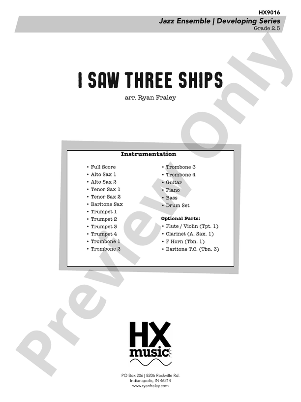 I Saw Three Ships: Score: Jazz Ensemble Score - Digital Sheet Music ...