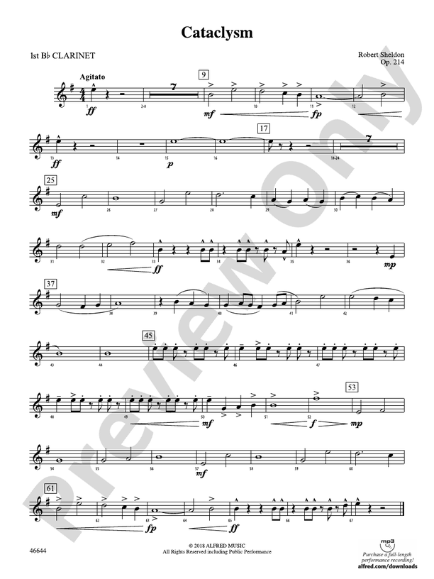 Cataclysm: 1st B-flat Clarinet: 1st B-flat Clarinet Part - Digital Sheet Music Download