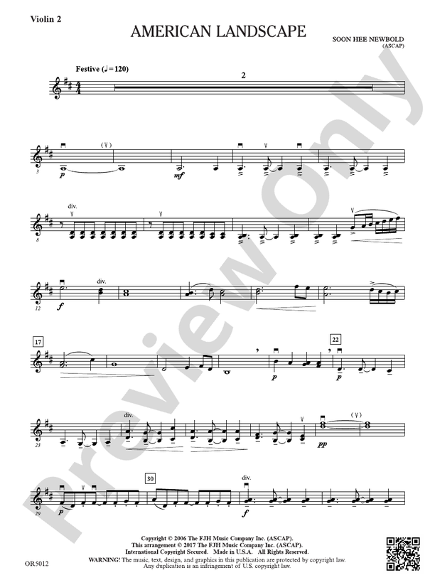 American Landscape: Violin 2: Violin 2 Part: Soon Hee Newbold - Digital ...