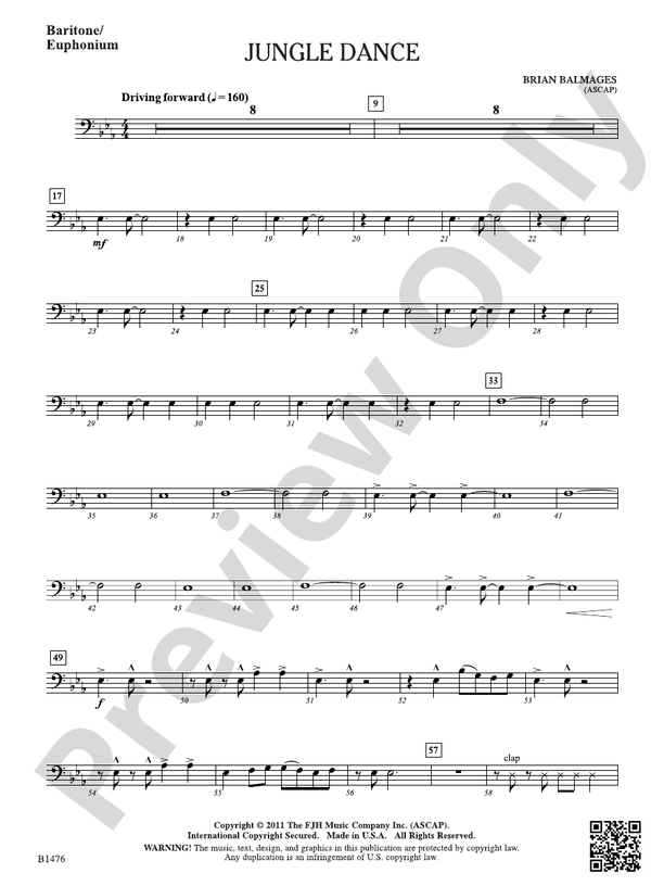 Jungle Dance: Baritone / Euphonium: Baritone / Euphonium Part: Brian Balmages - Digital Sheet ...