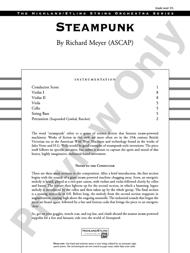 Steampunk: String Orchestra Conductor Score & Parts: Richard Meyer ...
