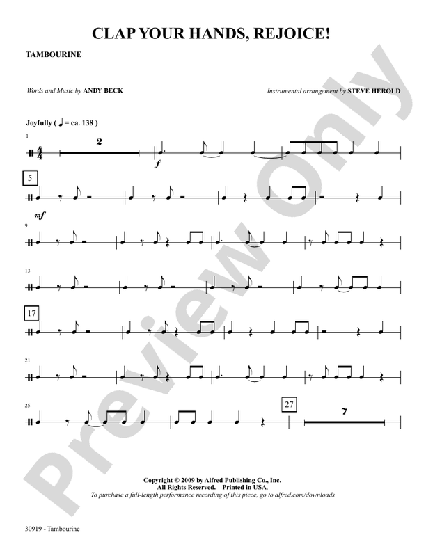 Clap Your Hands, Rejoice!: 1st Percussion: 1st Percussion Part ...