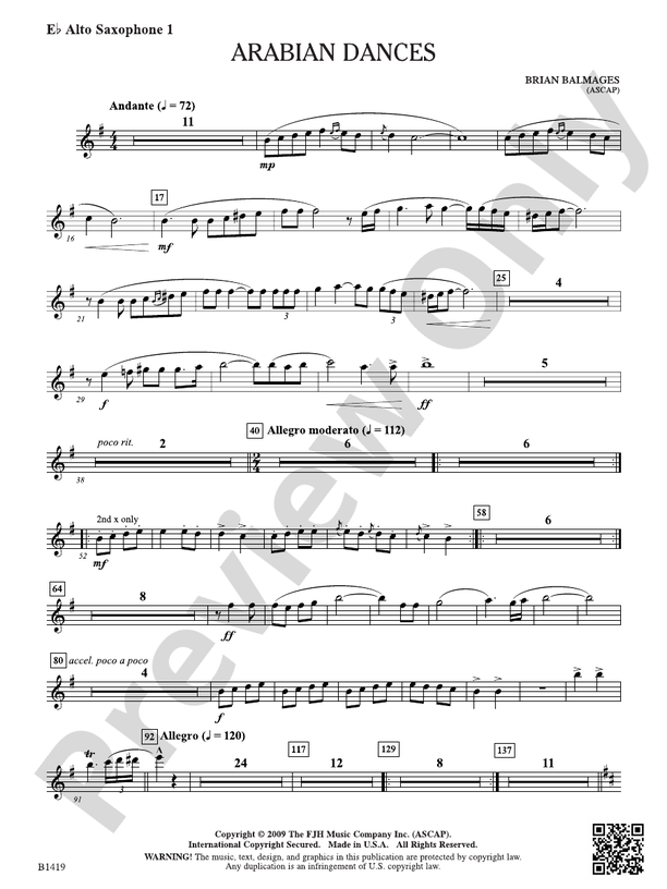 Arabian Dances: E-flat Alto Saxophone 1: E-flat Alto Saxophone 1 Part: Brian Balmages - Digital ...