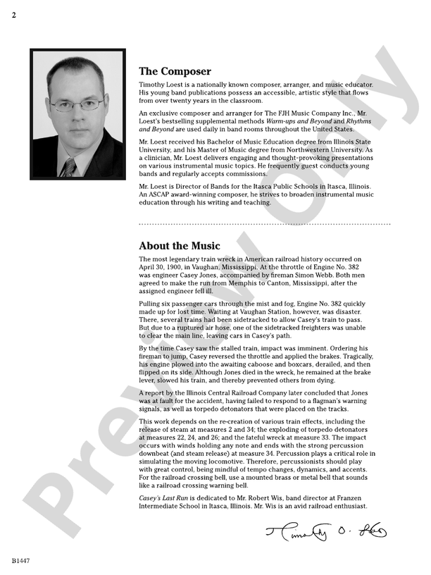 Casey's Last Run: Score: Concert Band Score: Timothy Loest - Digital ...