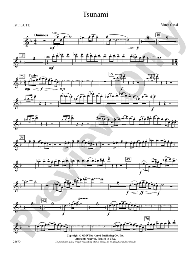 Tsunami: Flute: Flute Part - Digital Sheet Music Download