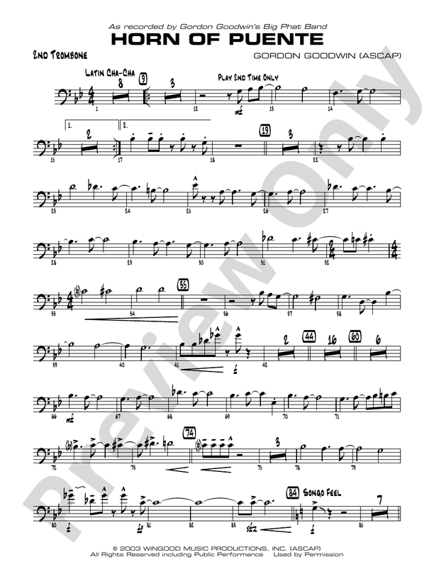 Horn of Puente: 2nd Trombone: 2nd Trombone Part - Digital Sheet Music Download