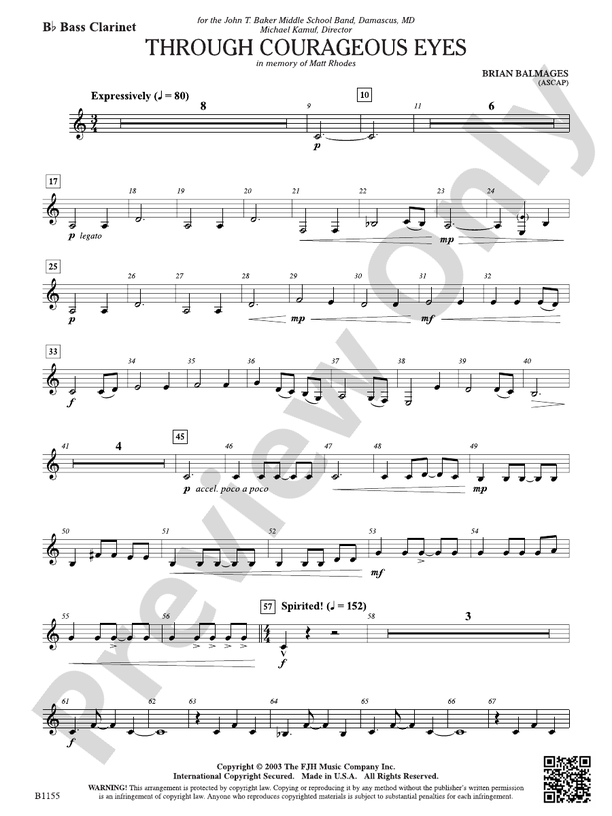 Through Courageous Eyes: B-flat Bass Clarinet: B-flat Bass Clarinet ...