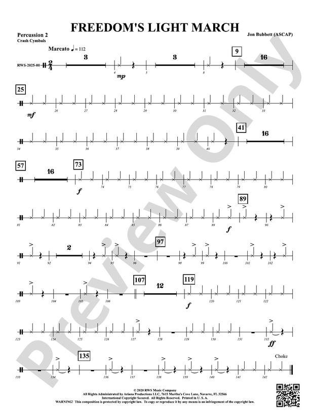 Freedom's Light March: 2nd Percussion: 2nd Percussion Part: Jon Bubbett ...