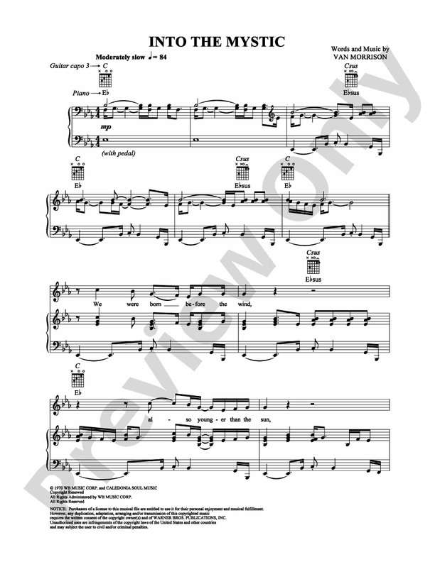 Into the Mystic: Piano/Vocal/Chords: Van Morrison - Digital Sheet Music Download