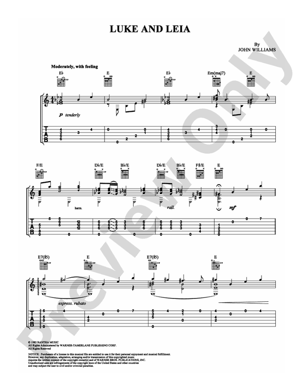 Luke and Leia: Guitar TAB: John Williams - Digital Sheet Music Download