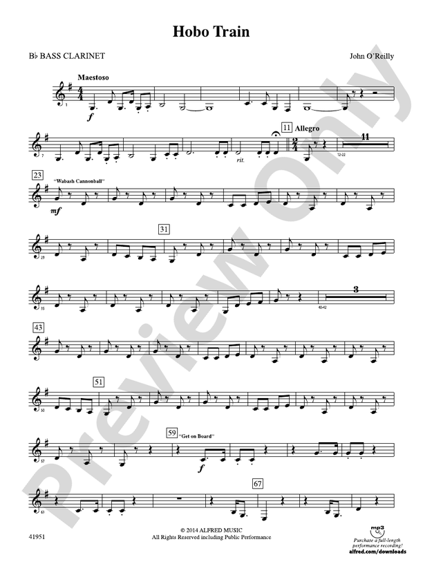 Hobo Train: B-flat Bass Clarinet: B-flat Bass Clarinet Part - Digital ...
