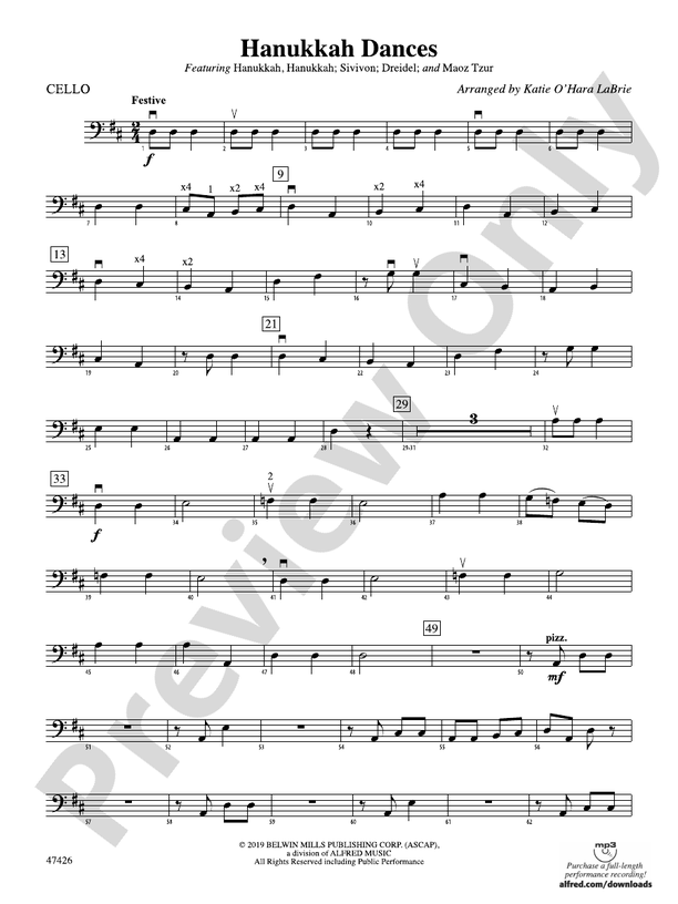 Hanukkah Dances: Cello: Cello Part - Digital Sheet Music Download