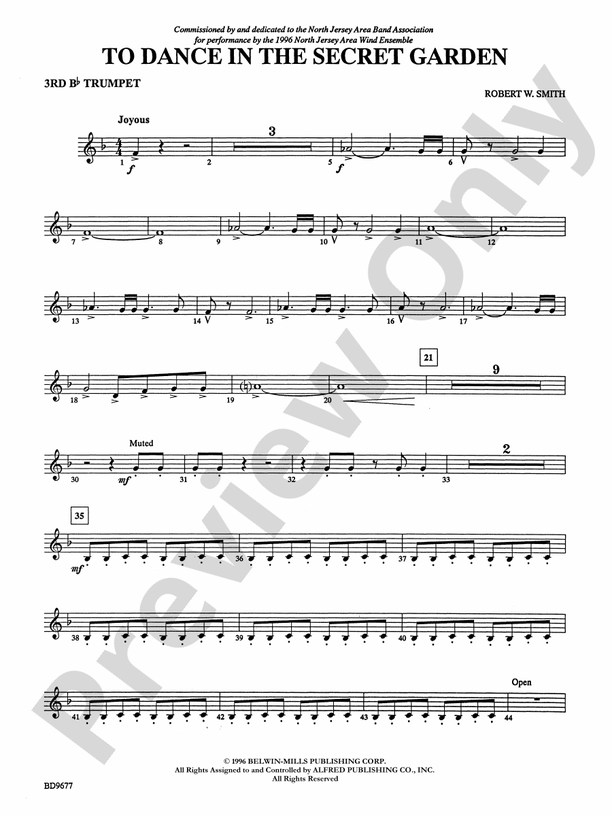 To Dance in the Secret Garden: 3rd B-flat Trumpet: 3rd B-flat Trumpet ...