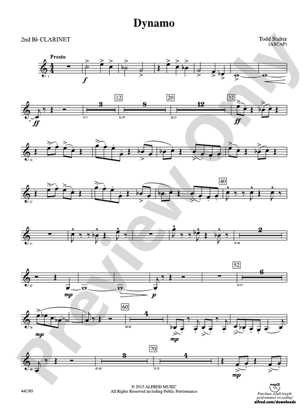 Dynamo: 2nd B-flat Clarinet: 2nd B-flat Clarinet Part - Digital Sheet ...